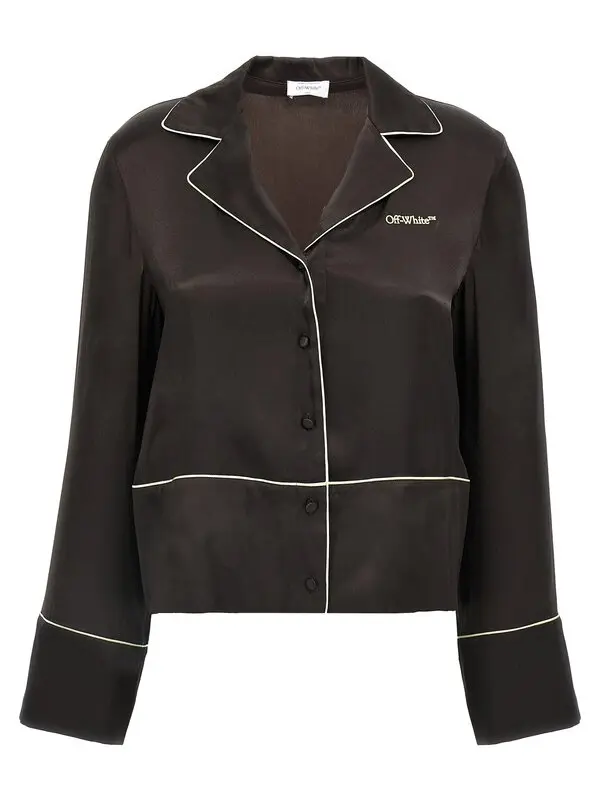 Off-White Acetate And Silk Blend Pajama Shirt - Black