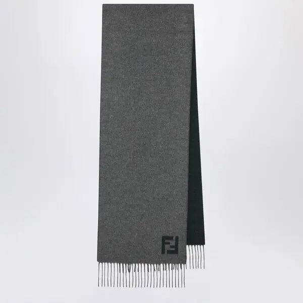Fendi Grey/green Wool And Cashmere Scarf - Gray
