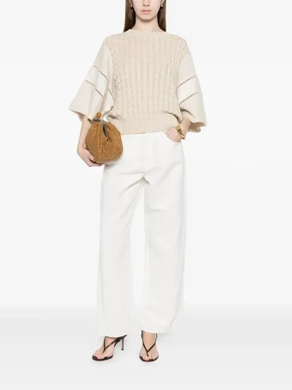 Max Mara Cotton And Linen Wide Leg Pants