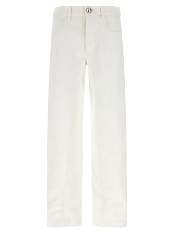JIL SANDER High-waisted Cotton Denim Jeans With Raw Cut Hem - White