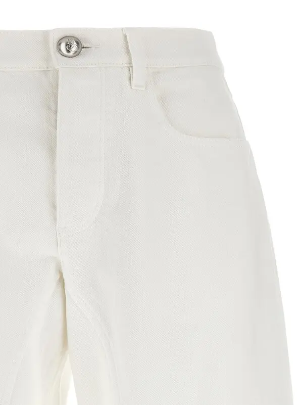 JIL SANDER High-waisted Cotton Denim Jeans With Raw Cut Hem - White