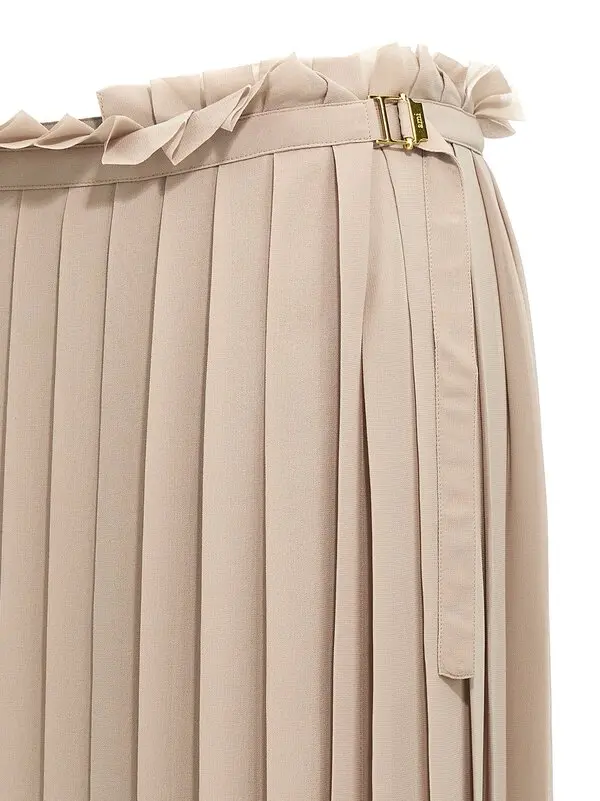 AMI Paris Pleated Polyester Crêpe Skirt - Cream