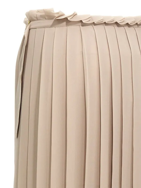 AMI Paris Pleated Polyester Crêpe Skirt - Cream
