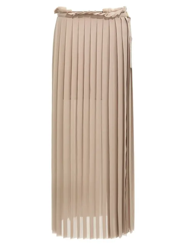 AMI Paris Pleated Polyester Crêpe Skirt - Cream