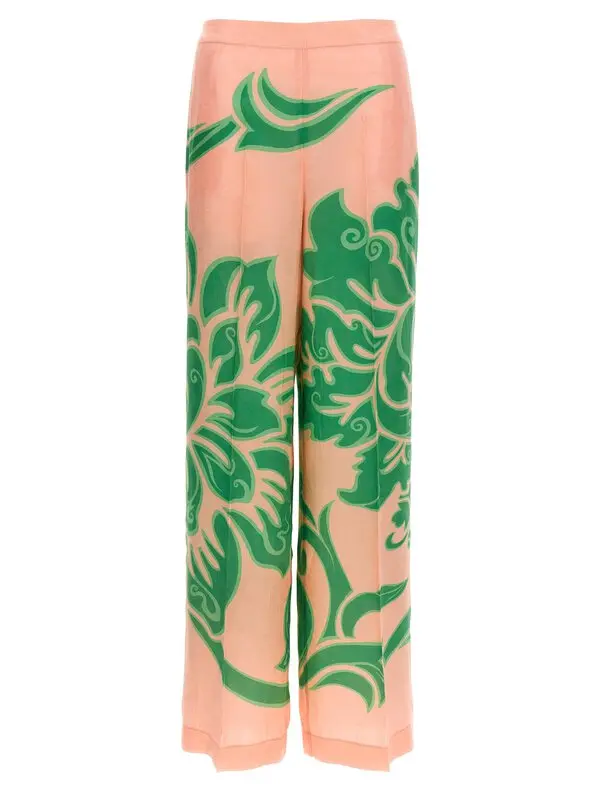 Etro Printed Viscose And Silk Blend Wide Leg Trousers - Pink