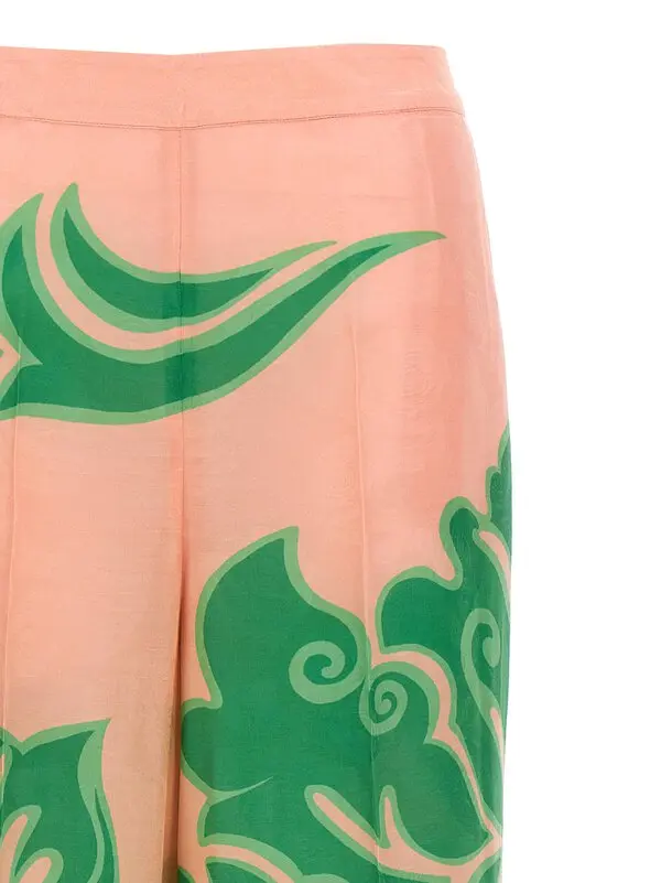 Etro Printed Viscose And Silk Blend Wide Leg Trousers - Pink