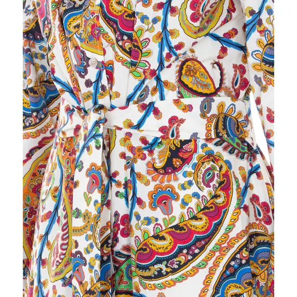 Etro Floral Paisley Print Long-sleeve Belted Dress