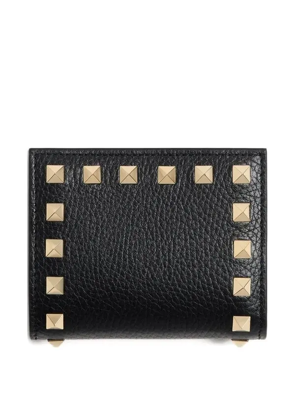 Valentino Garavani Rockstud Grainy Leather Flap Wallet - Black