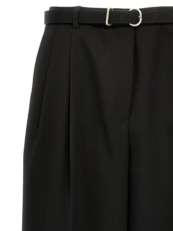 JIL SANDER Wool Wide Leg Trousers With Satin Detail