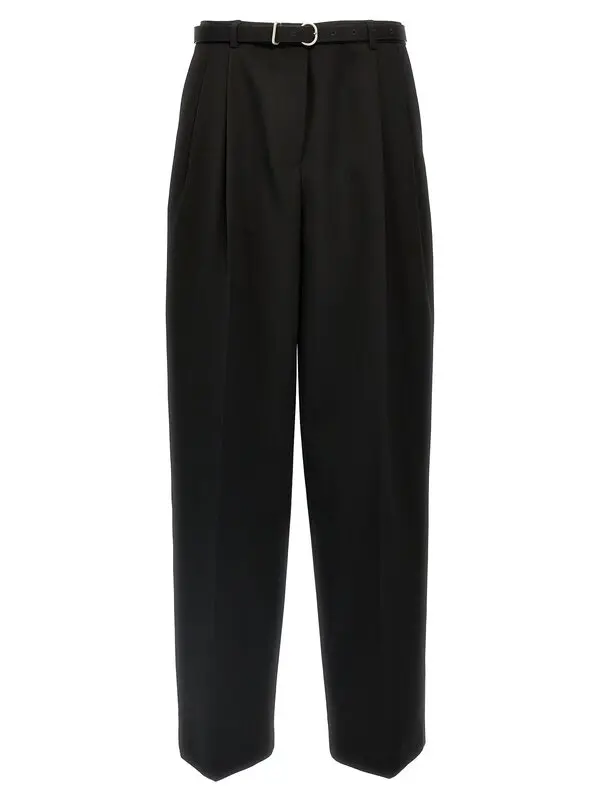 JIL SANDER Wool Wide Leg Trousers With Satin Detail