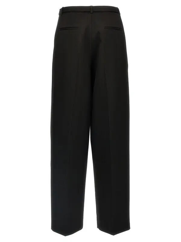 JIL SANDER Wool Wide Leg Trousers With Satin Detail
