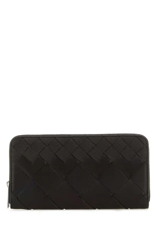 Bottega Veneta Dark Leather Intrecciato Wallet - Brown