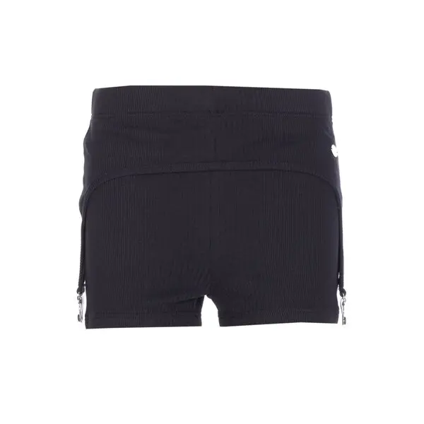 JEAN PAUL GAULTIER Ribbed Mini Shorts With Lingerie Garter - Black