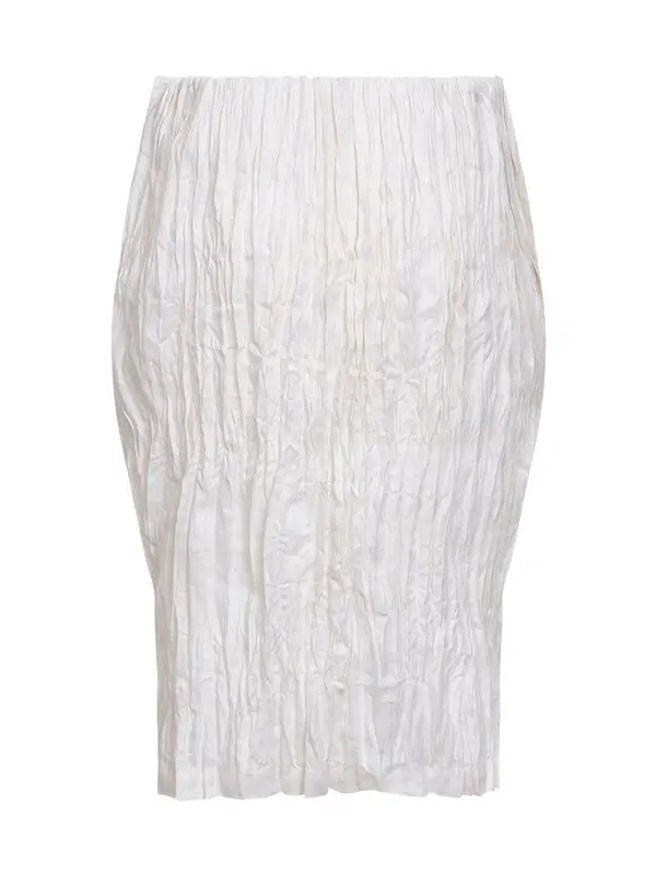 TOTEME White Crinkled Linen Pencil Skirt - Multicolor