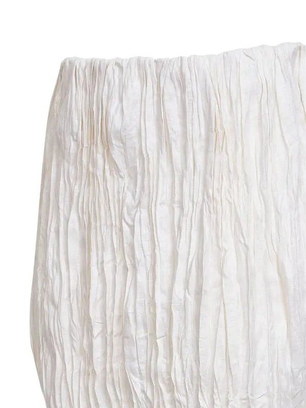 TOTEME White Crinkled Linen Pencil Skirt - Multicolor