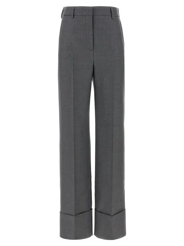 Valentino Garavani Virgin Wool Wide Leg Trousers - Gray