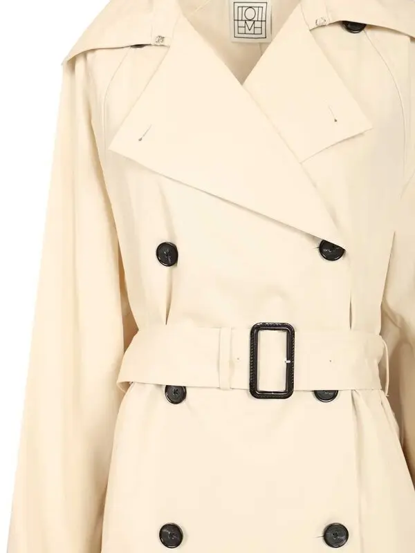 TOTEME Washed Cotton Belted Trench Coat - Cream