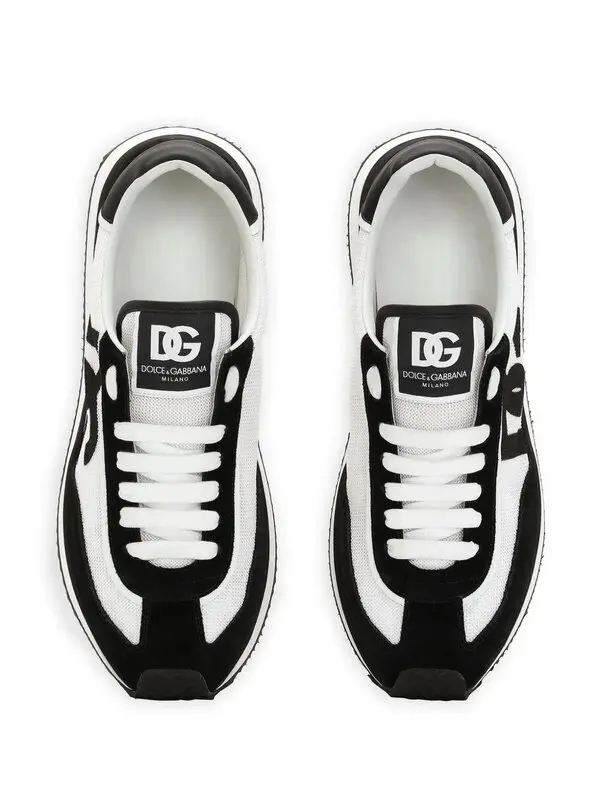 Dolce & Gabbana Dg Cushion Sneakers In Suede And Mesh - Black