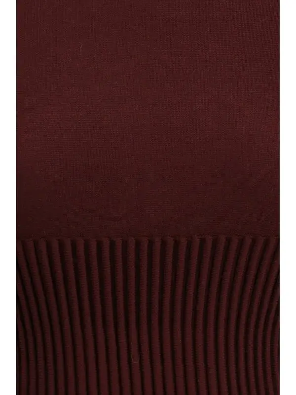 Alaïa Ribbed Wool High Neck Short Sleeve Top