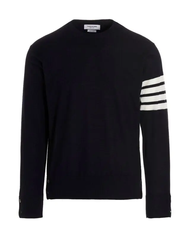 Thom Browne Bar Merino Wool Sweater - Blue
