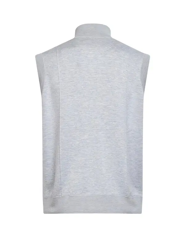 Brunello Cucinelli Grey Silk And Cotton Knit Logo Vest