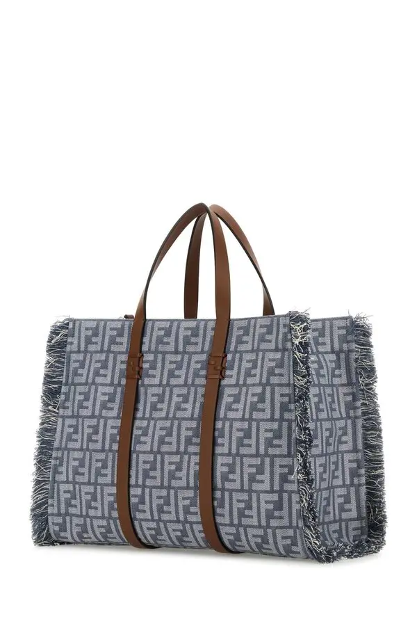 Fendi Embroidered Denim Shopping Bag