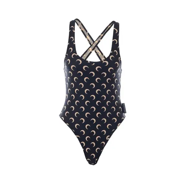 MARINE SERRE Moon Print One-piece Swimwear - Black