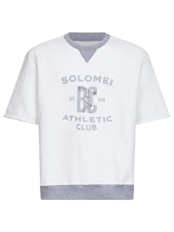 Brunello Cucinelli White Cotton And Linen Blend Fleece Printed Sweatshirt