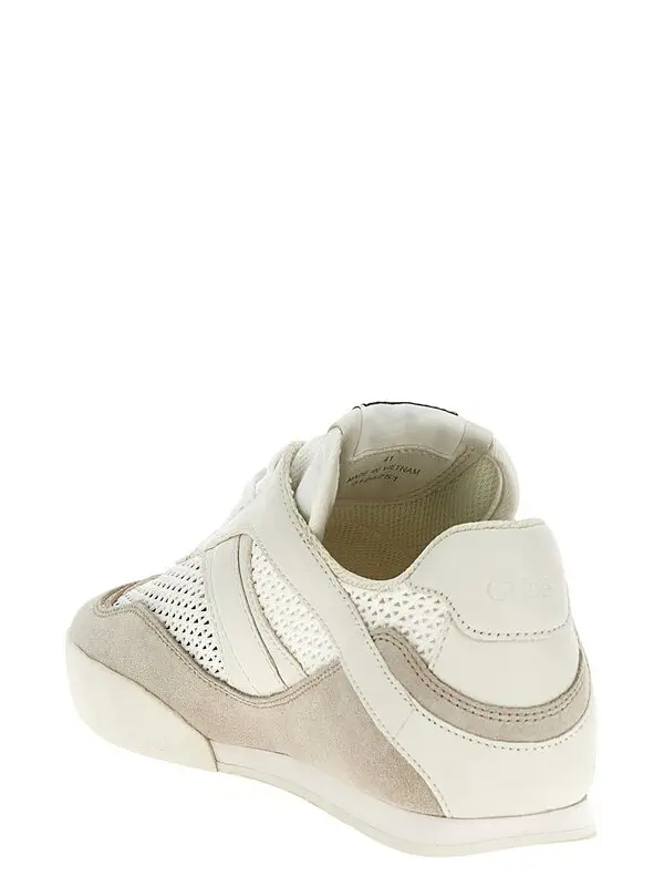 Chloé Kick" Sneakers In Recycled Mesh And Suede - Cream