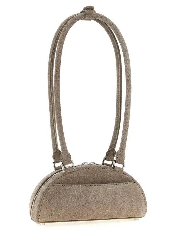 SELF-PORTRAIT Suede Mini Shoulder Bag With Embellished Charm - Gray