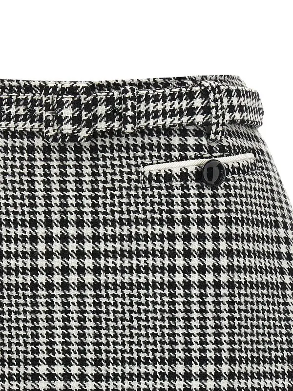SELF-PORTRAIT Houndstooth Bouclé Wool Skort - Multicolor
