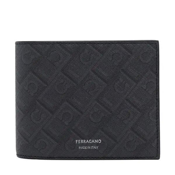 FERRAGAMO Monogram Bifold Wallet - Black