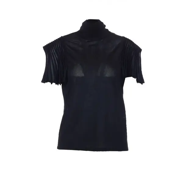 Alaïa Short-sleeve Draped Turtleneck Top