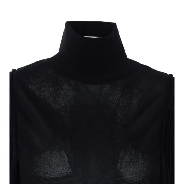 Alaïa Short-sleeve Draped Turtleneck Top