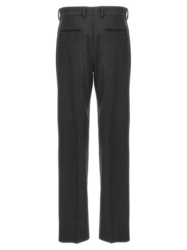 Fendi Cashmere Trousers With Pressed Pleat - Gray