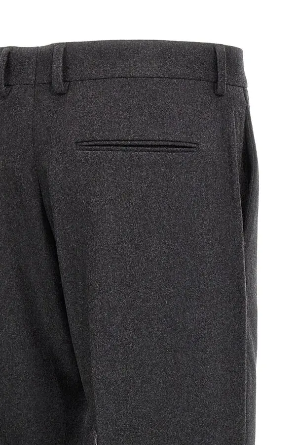 Fendi Cashmere Trousers With Pressed Pleat - Gray