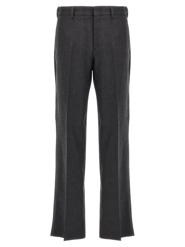 Fendi Cashmere Trousers With Pressed Pleat - Gray