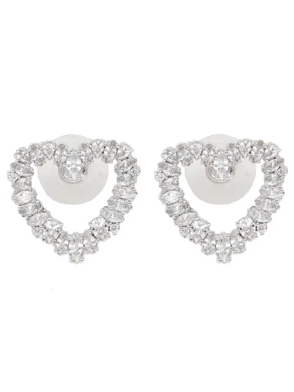 SELF-PORTRAIT Crystal Heart Earrings - Silver