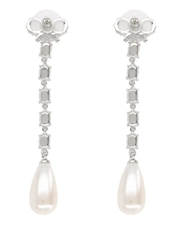 SELF-PORTRAIT Bow Pearl Drop Earrings - Silver