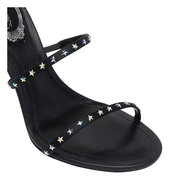 Rene Caovilla Calf Leather Star Embellished Stiletto Heel Sandals