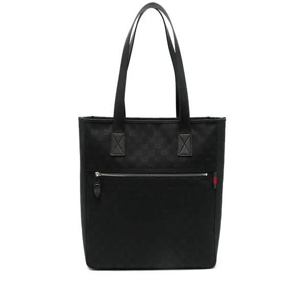 Gucci Monogrammed Canvas Tote Bag - Black