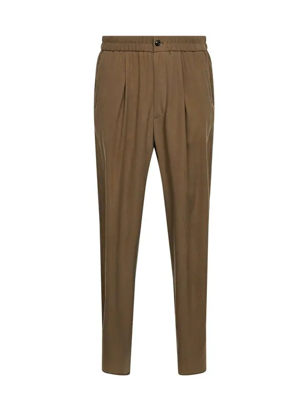 Giorgio Armani Green Cupro Natté One-pleat Trousers