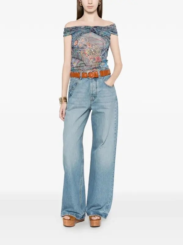 Etro Off-the-shoulder Paisley Print Top