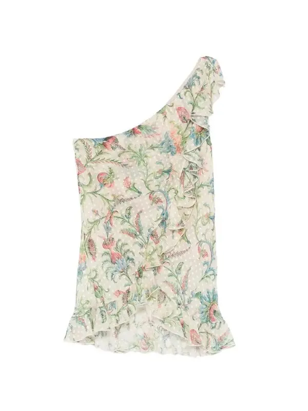 Etro One-shoulder Ruffled Printed Silk Top