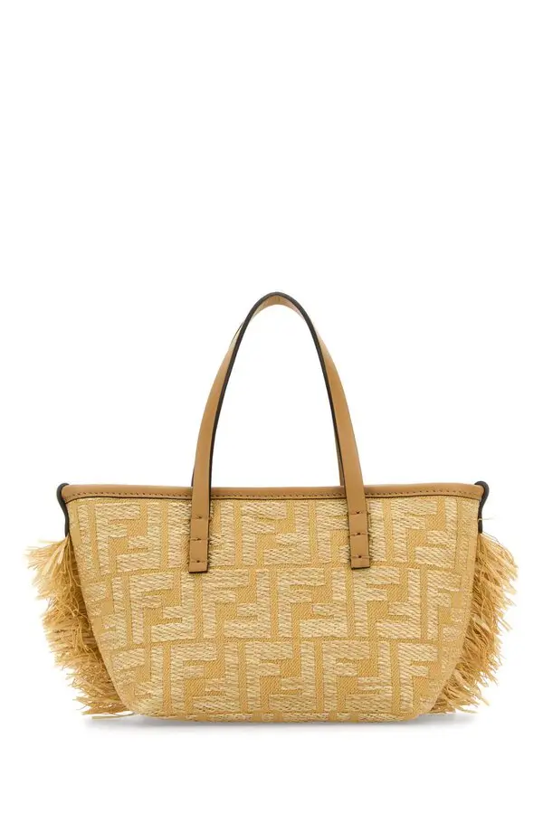 Fendi Embroidered Raffia Mini Roll Handbag - Multicolor