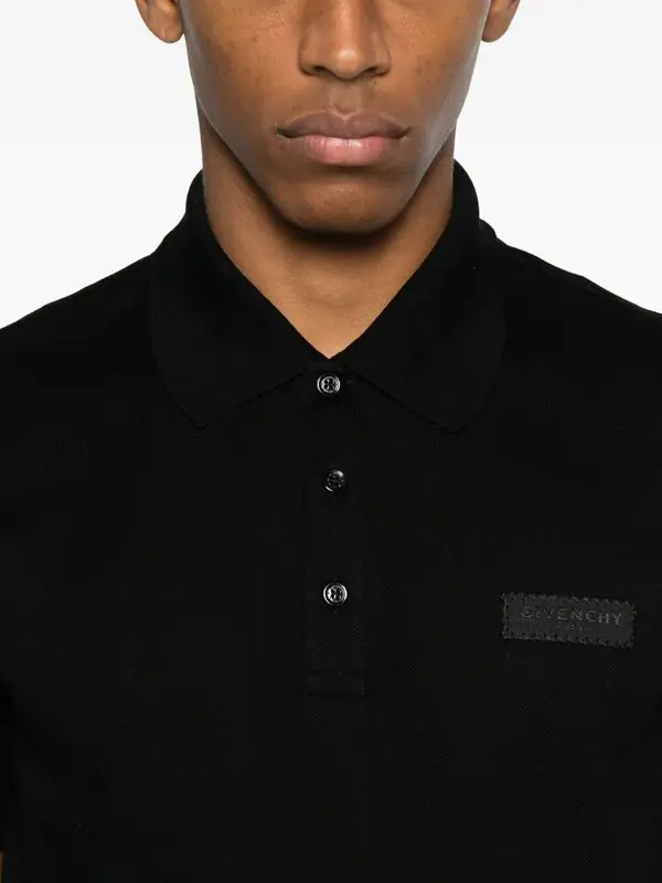 Givenchy Paris Gros Grain Cotton Polo - Black