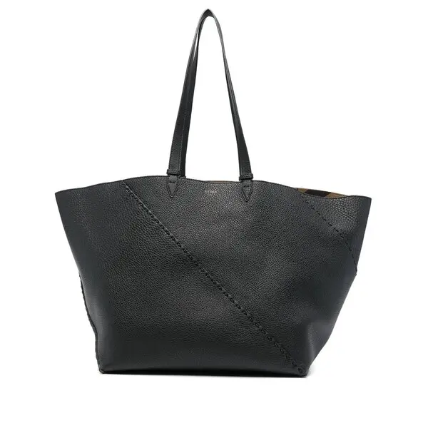 Fendi Calf Leather Tote Bag - Black