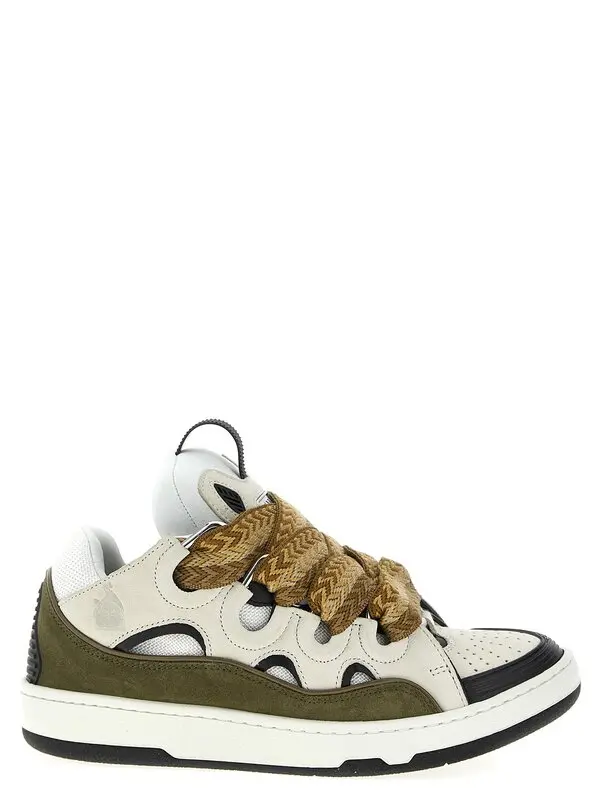 LANVIN Curb Sneakers In Calf Leather, Suede, And Mesh - Multicolor