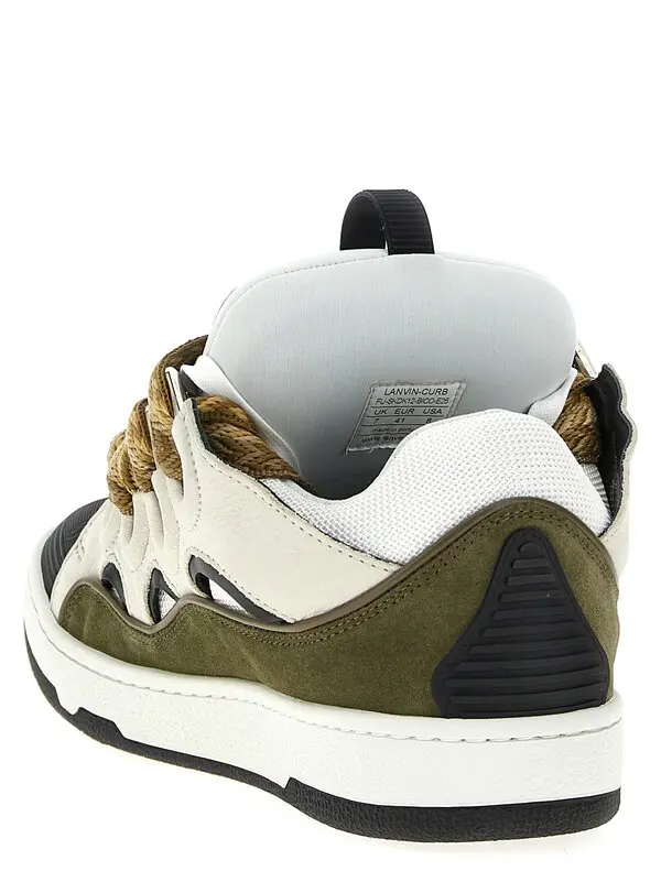LANVIN Curb Sneakers In Calf Leather, Suede, And Mesh - Multicolor