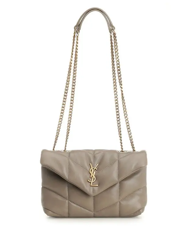 Saint Laurent Mini Loulou Puffer Bag - Gray